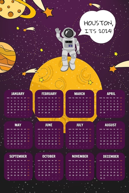 Cosmic Astronaut's 2024 Calendar: Interstellar Exploration Awaits ...