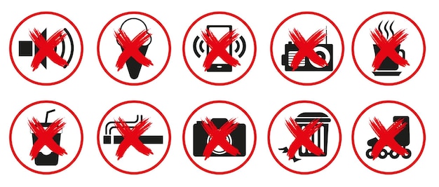 Comprehensive Collection of Prohibited Activity Symbols | Jiffy Designs