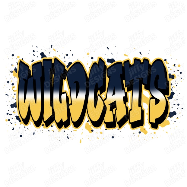 'Wildcats' Graffiti-Style Text with Dynamic Splatter Effect | Jiffy Designs