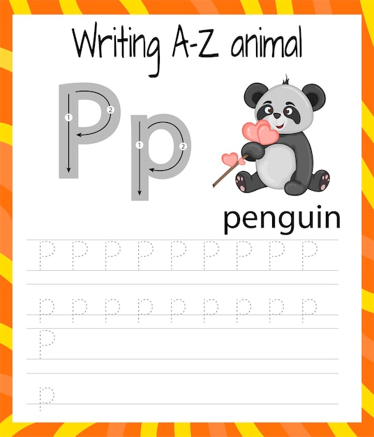 Playful Panda Penguin: Tracing the Letter P | Jiffy Designs
