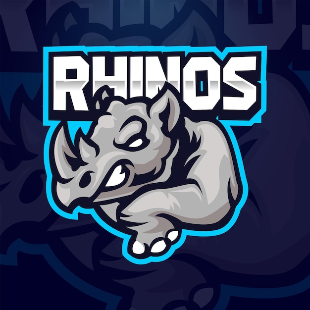 Powerful Rhino Mascot Logo with Vibrant Neon Lettering | Jiffy Designs