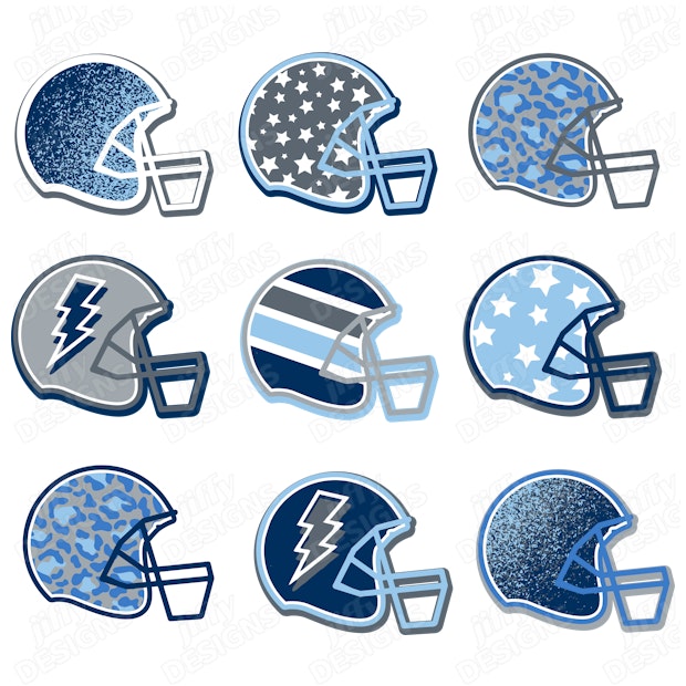 Blue Gridiron Collection Featuring Diverse Patterns and Iconic Helmet ...
