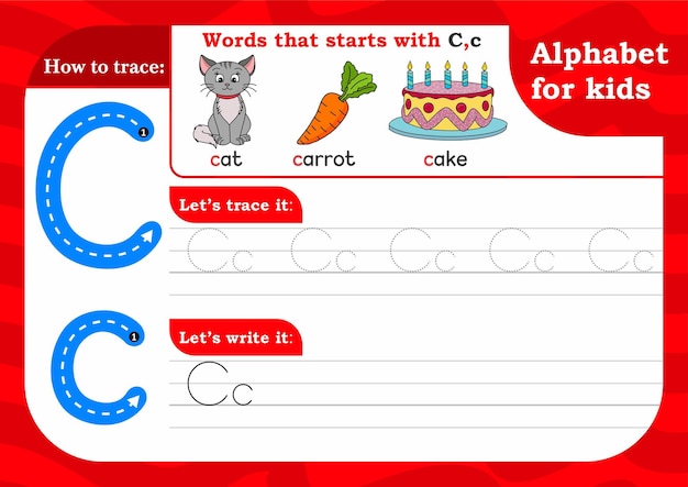 Colorful Alphabet Learning for Kids: Tracing and Writing the Letter C ...