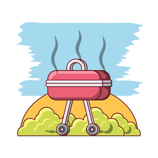 Vibrant Retro-Inspired Grill Scene with Smoky Delights | Jiffy Designs