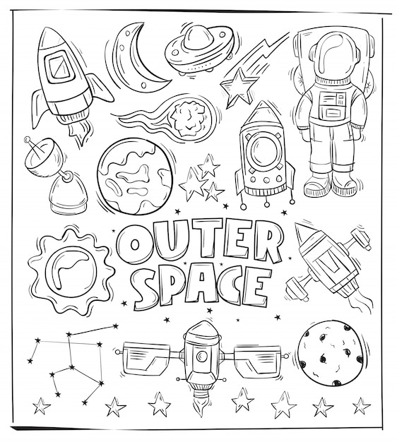 Outer Space Doodle Collection: Astronauts, Planets, and Cosmic Wonders ...