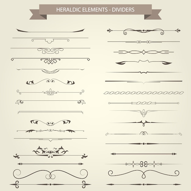 Elegant Heraldic Dividers and Decorative Flourishes in Vintage Style ...