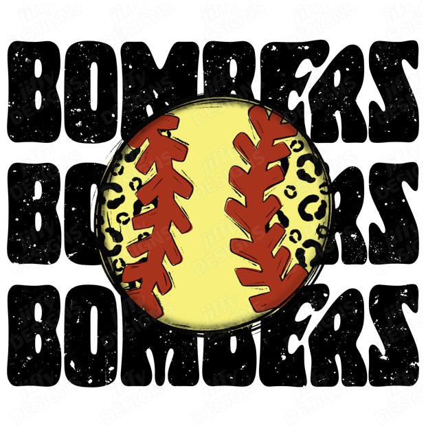 'Bombers' Bold Typography with Striking Softball Graphic | Jiffy Designs
