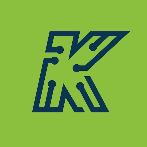 Stylized Letter K in Bold Navy Blue on Vibrant Green | Jiffy Designs