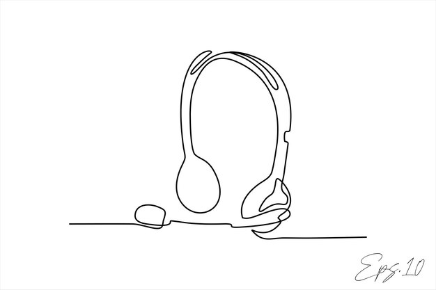 Minimalist Headphone Silhouette with Abstract Curved Lines | Jiffy Designs