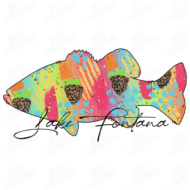 'Lake Fontana' Vibrant Abstract Fish Silhouette with Colorful Patterns ...