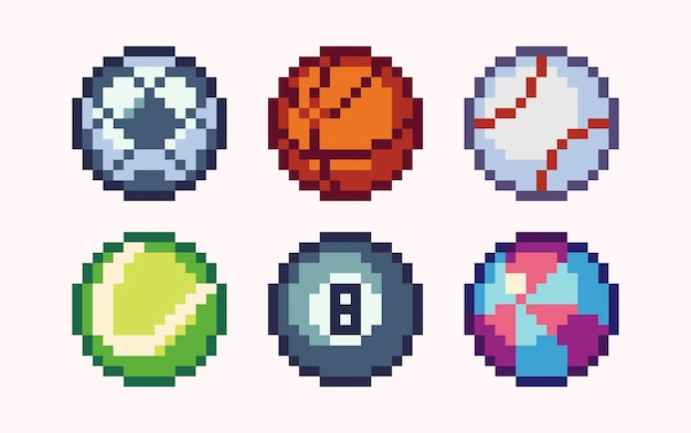Vibrant Pixel Art Sports Balls Collection | Jiffy Designs
