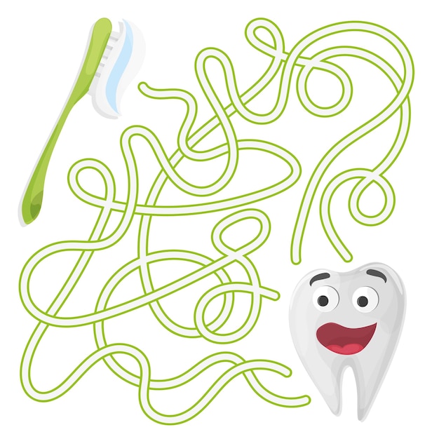 Playful Dental Maze: Guiding the Toothbrush to the Smiling Tooth ...