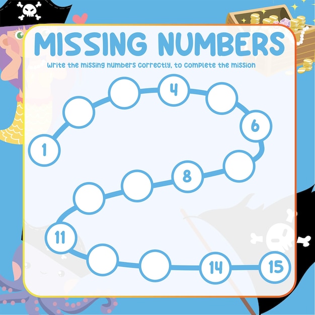 Colorful Pirate-Themed Missing Numbers Game | Jiffy Designs