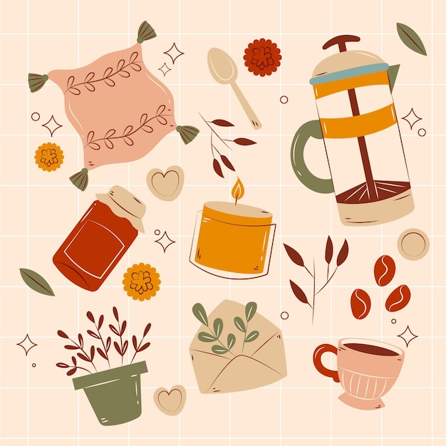 Vibrant Autumn-Inspired Illustrated Collection of Cozy Icons | Jiffy ...