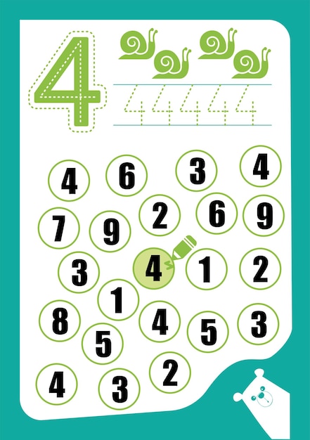 Vibrant Green Snail Counting Worksheet for Preschoolers | Jiffy Designs