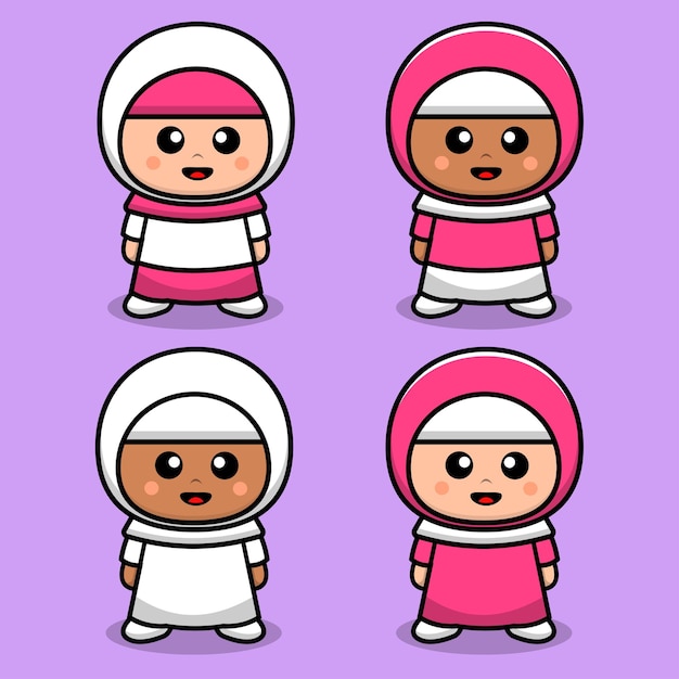 Adorable Cartoon Astronauts in Vibrant Pink Outfits | Jiffy Designs