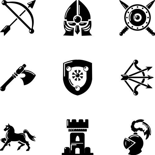 Knight Era Icons Set. Simple Set Of 9 Knight Era Vector Icons For Web ...