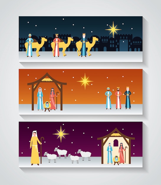 Vibrant Nativity Scene Illustrations with Diverse Color Palettes ...