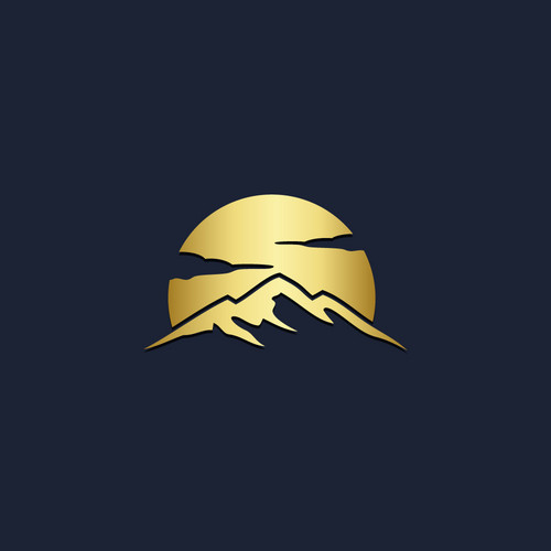Mountain Nature Sun Gold Logo | Jiffy Designs