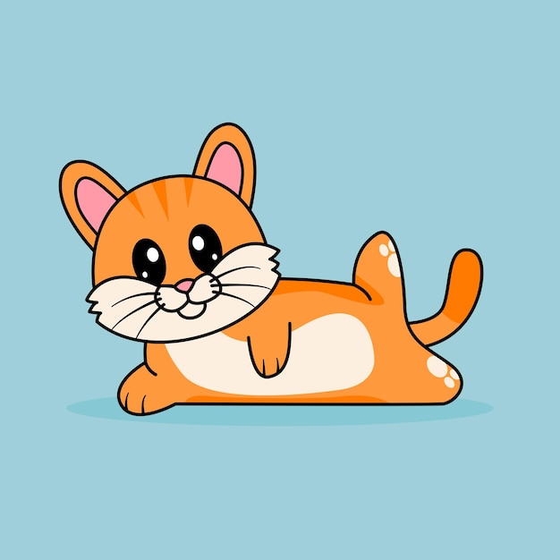 Adorable Cartoon Cat Lounging on Soft Blue Background | Jiffy Designs