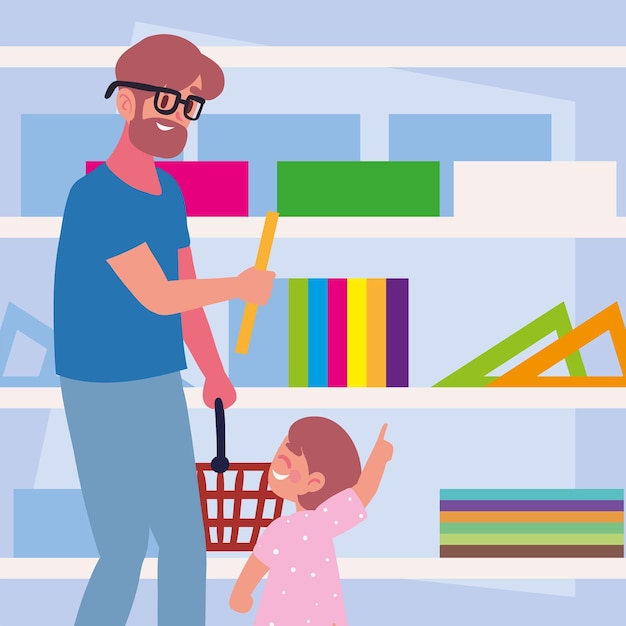 Helpful Father Guiding Daughter Through Colorful Learning Adventure ...