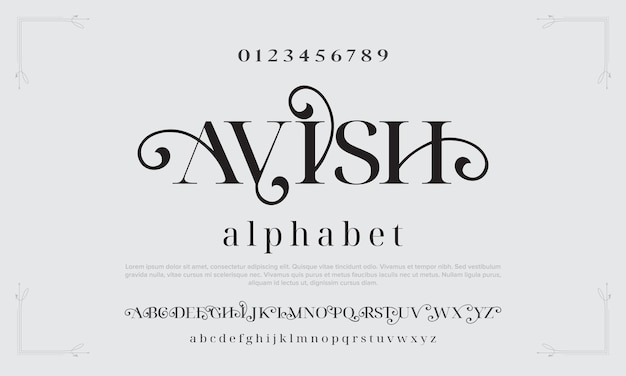 Elegant Avish Alphabet with Ornate Lettering and Numerals | Jiffy Designs