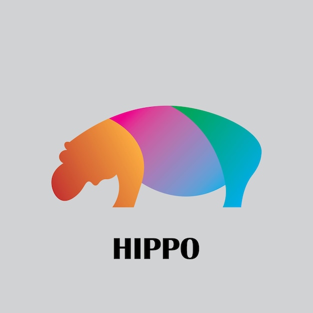 Vibrant Hippopotamus Silhouette in Rainbow Gradient Colors | Jiffy Designs