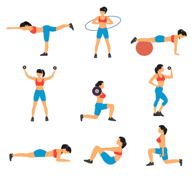 Vibrant Collection of Diverse Fitness Exercises and Workout Poses ...
