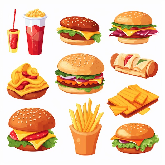 Vibrant Collection of Iconic Fast Food Favorites | Jiffy Designs