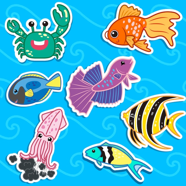 Vibrant Underwater Creature Sticker Collection | Jiffy Designs