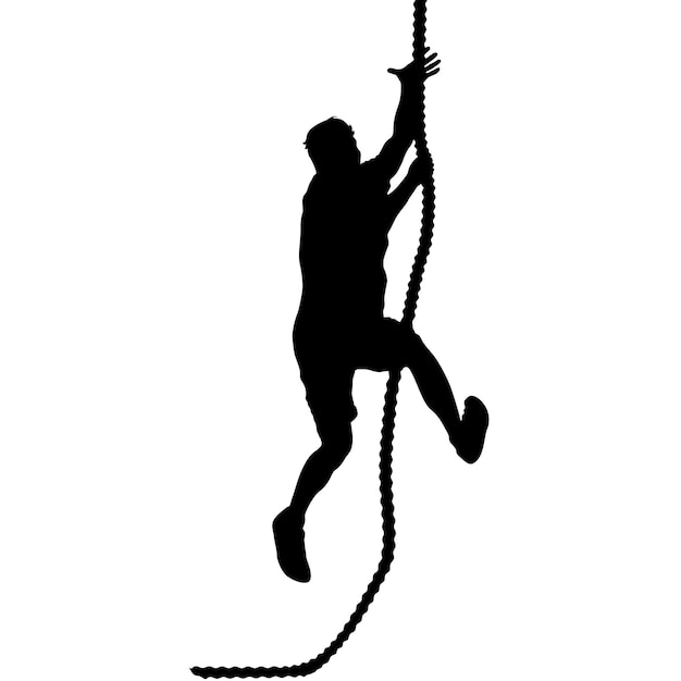 Silhouetted Figure Climbing Rope in Dramatic Pose | Jiffy Designs