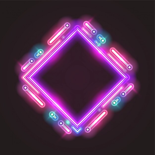 Vibrant Neon Diamond-Shaped Frame with Glowing Accents | Jiffy Designs