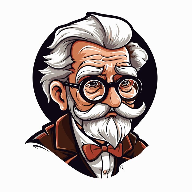 Whimsical Portrait of Wise, Bespectacled Gentleman with Flowing Beard ...
