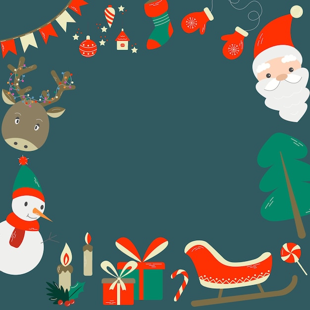 Festive Christmas Frame with Jolly Characters and Decorations | Jiffy ...