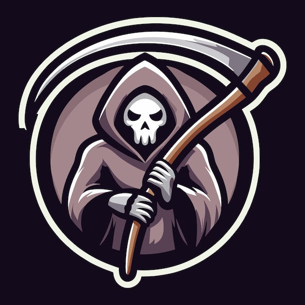 Ominous Grim Reaper Emblem with Scythe | Jiffy Designs