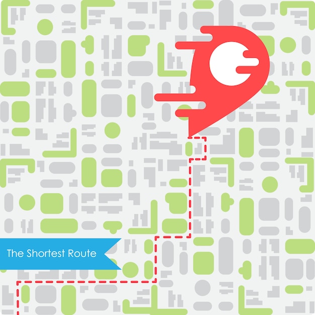 Minimalist Map Graphic with Key Icon Finding Shortest Route | Jiffy Designs