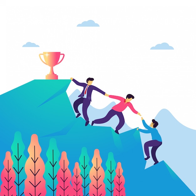 Teamwork and Determination Conquer the Mountain of Success | Jiffy Designs