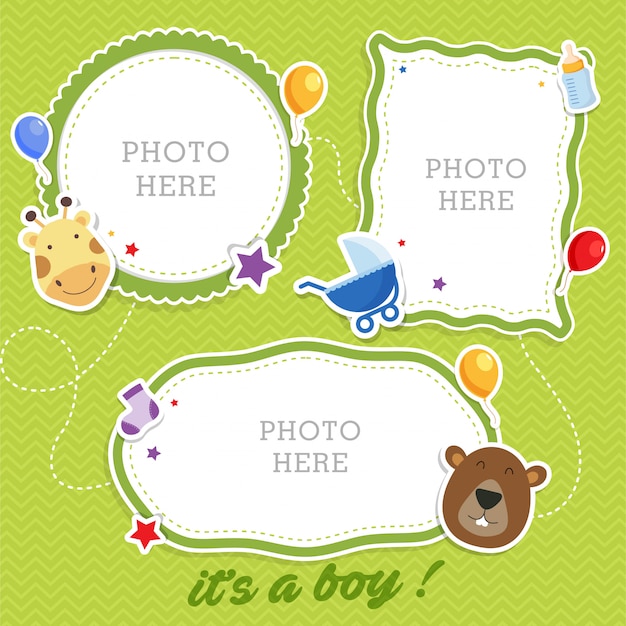 Whimsical Baby Boy Photo Frames with Animal Accents | Jiffy Designs