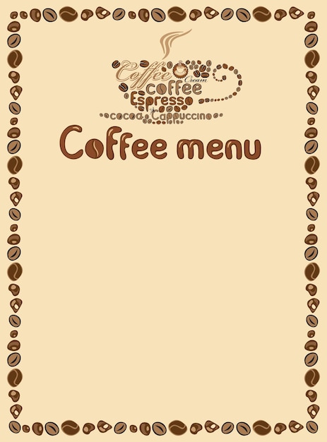 Aromatic Coffee Menu Framed with Roasted Beans | Jiffy Designs