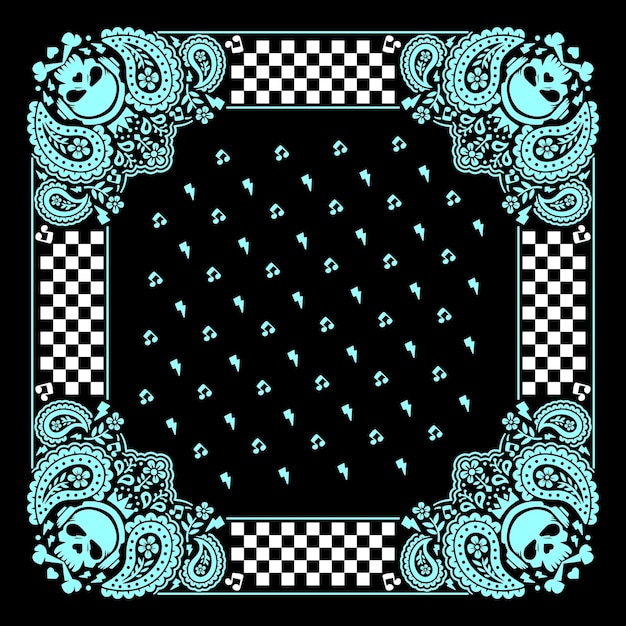 Enigmatic Paisley Motifs Framing Checkered Void | Jiffy Designs