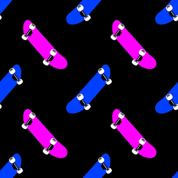Vibrant Skateboard Pattern with Retro Neon Accents | Jiffy Designs