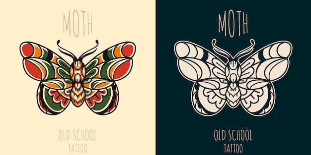 Vibrant Old School Moth Tattoo Design | Jiffy Designs