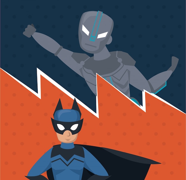 Stylized Superhero Duo in Dynamic Retro Comic Art Style | Jiffy Designs