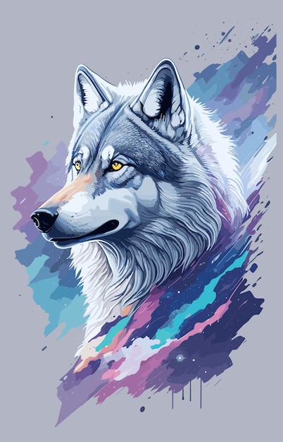 Majestic Arctic Wolf Gazing Intently Amid Vibrant Brushstrokes | Jiffy ...