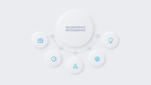 Minimalist Infographic with Interconnected Neumorph Icons | Jiffy Designs