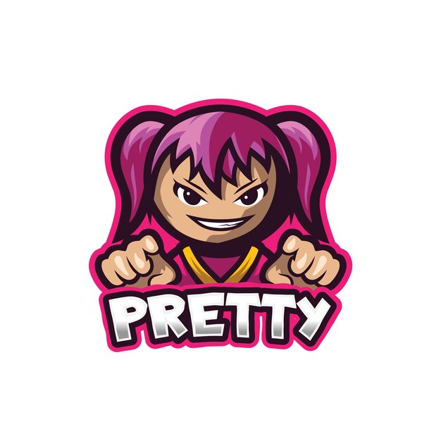 Vibrant 'Pretty' Anime-Inspired Character Emblem | Jiffy Designs