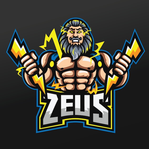 Powerful Zeus Mascot Wielding Lightning Bolts | Jiffy Designs
