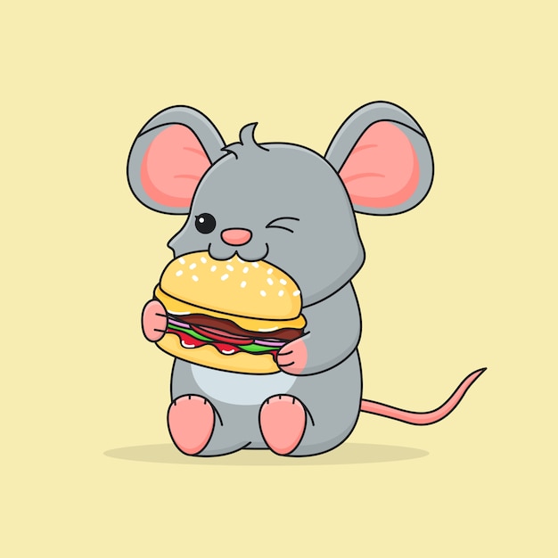 Adorable Mouse Savoring a Delectable Burger | Jiffy Designs