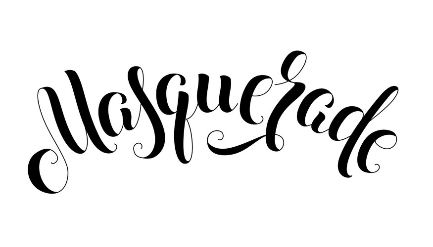 Masquerade Handwritten Lettering Inscription Isolated On White ...