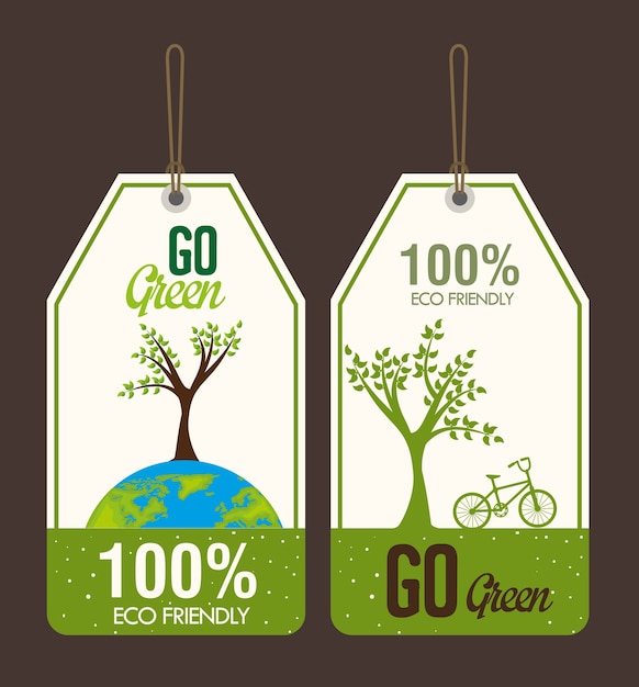 Eco-Friendly Go Green Tags with Trees and Earth Illustration | Jiffy ...